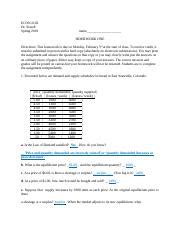 Homework With Answers Spring Docx ECON Dr Sewell Spring Name HOMEWORK ONE
