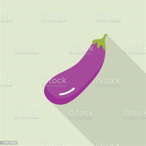 그림자가있는 평평한 스타일의 간단한 Aubergine 아이콘 벡터 일러스트 레이 션 가지 채소에 대한 스톡 벡터 아트 및 기타