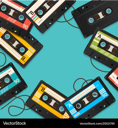 Audio Cassette Tape Background Card Royalty Free Vector