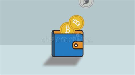 2d Animation Of Btc Coins Entering The Wallet Collecting Btc Into The