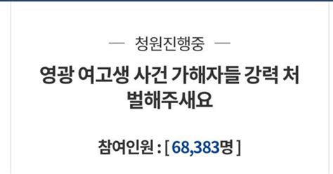 영광 여고생 성폭행 사망엄벌해달라 국민청원
