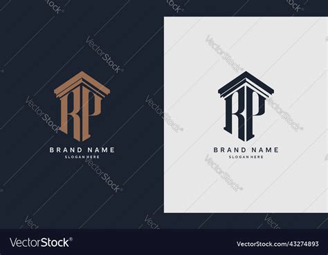 Initials Rp Logo With Pillar Element Best For Law Vector Image