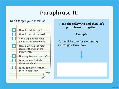 Au L 53590 Paraphrasing Powerpoint English Ppt