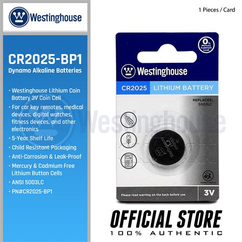 Westinghouse Lithium Coin Battery 3V Coin Cell ANSI 5003LC For Car Key
