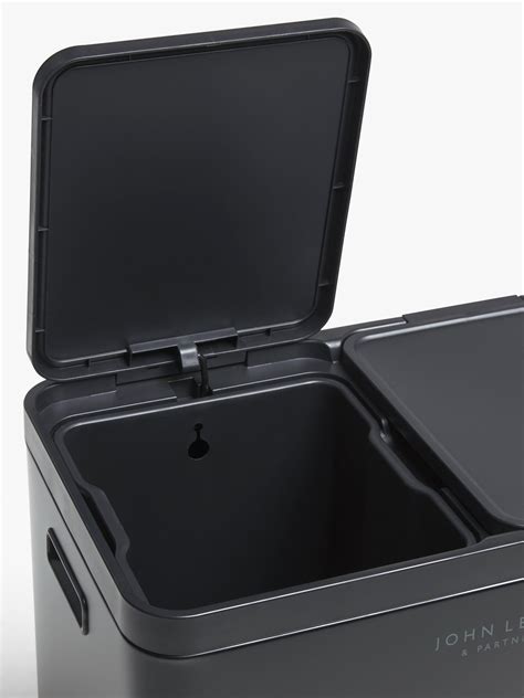 John Lewis 2 Section Recycling Bin With Handles 60l Black