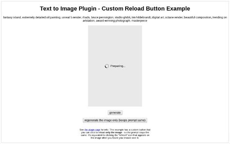 text to image plugin custom reload button example