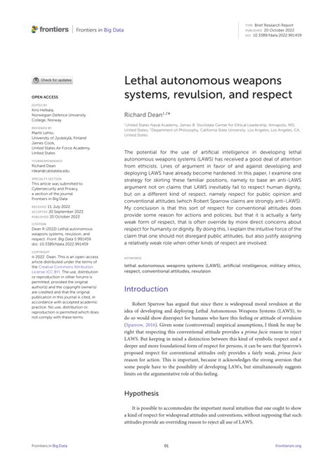 Pdf Lethal Autonomous Weapons Systems Revulsion And Respect