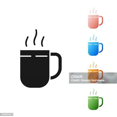 Zwarte Koffie Kopje Pictogram Geïsoleerd Op Witte Achtergrond Thee