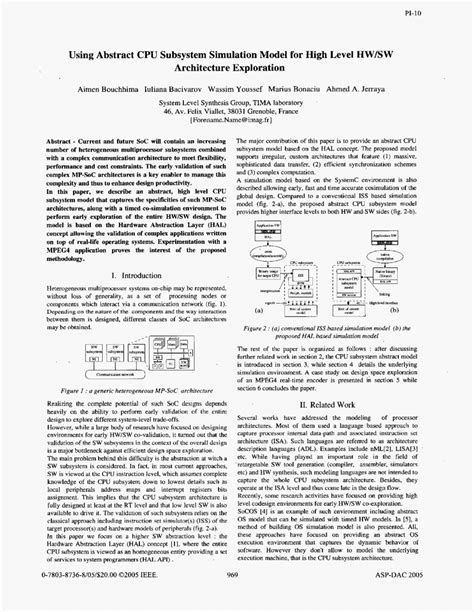Pdf Using Abstract Cpu Subsystem Simulation Model For High Level Hw