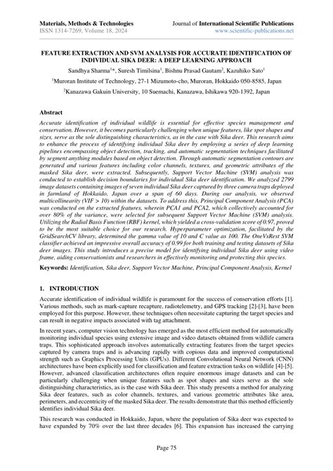 (PDF) FEATURE EXTRACTION AND SVM ANALYSIS FOR ACCURATE IDENTIFICATION OF INDIVIDUAL SIKA DEER: A ...