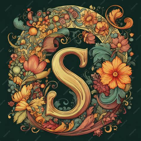 Premium Ai Image A Colorful Floral Letter S With A Floral Background