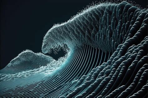 premium photo waves in a digital binary code structure technology