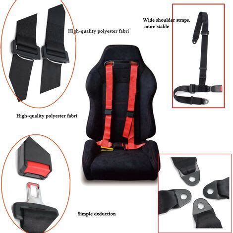 Ceinture de sécurité voiture Harnais universel 4 points rouge Fantablau