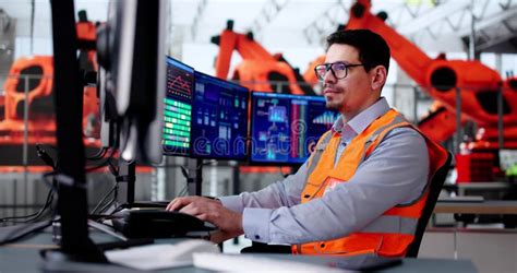 Man Working On Production Line In Automotive Plant Stock Image Image Of Multiple Application
