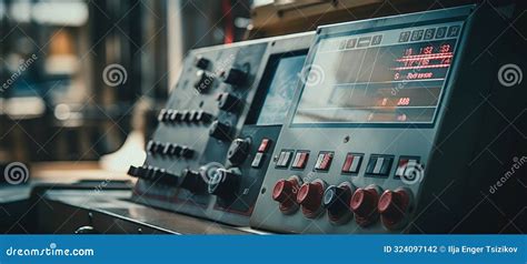 Advanced Cnc Control Panel With Digital Screens Displaying Intricate Data For Complex Operations