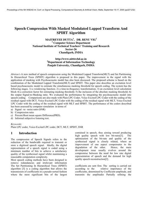 pdf speech compression with masked modulated lapped transform and
