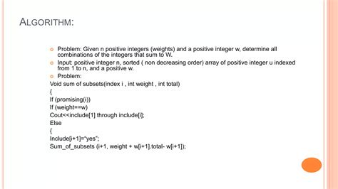 Sum Of Subset Problempptx