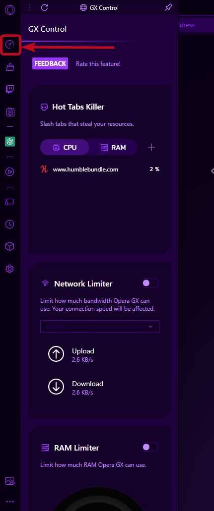 how to use the opera gx ram limiter and limit network bandwidth