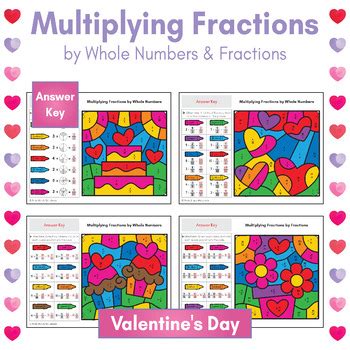 Multiplying Fractions By Whole Numbers Fractions Valentine S Day Color By Code