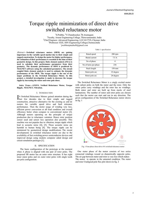 Torque Ripple Minimization Of Direct Drive Switched Reluctance
