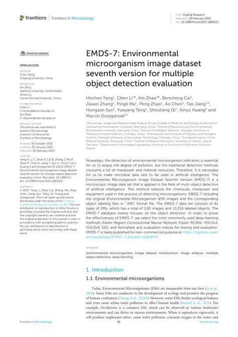 PDF EMDS Environmental Microorganism Image Dataset Seventh Version For Multiple Object