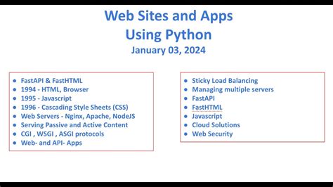Building Web Sites And Apps Using Python January 03 2025 Youtube