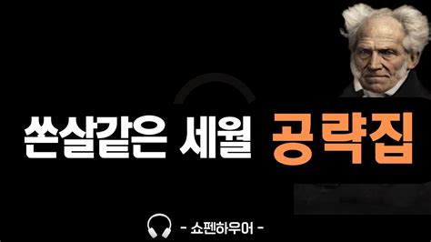 쇼펜하우어 철학의 맞춤형 고민상담 확장현실적용 나이가 들면서 너무 빠르게 느껴지는 세월에 관한 철학적 조언 철학공부 인생지혜 철학자 명언 오디오북