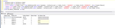 Sql İç İçe Select Kullanım Örnekler 2 Mustafa BÜkÜlmez