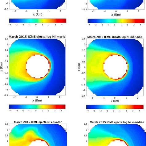 meridian plane slices of the model ionospheric densities log cm À3
