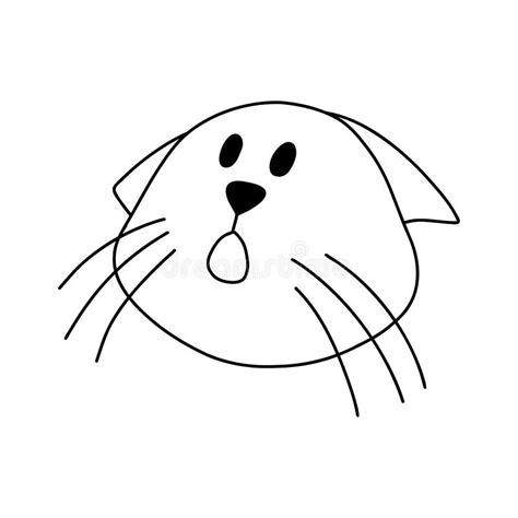 Retrato De Doodle De Gato Sorprendido Línea De Gatito Abrumada