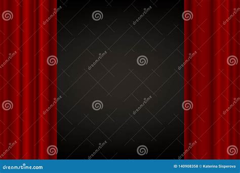 Red Open Curtains In Theatre Cinema Or Ceremony Vector Illustration