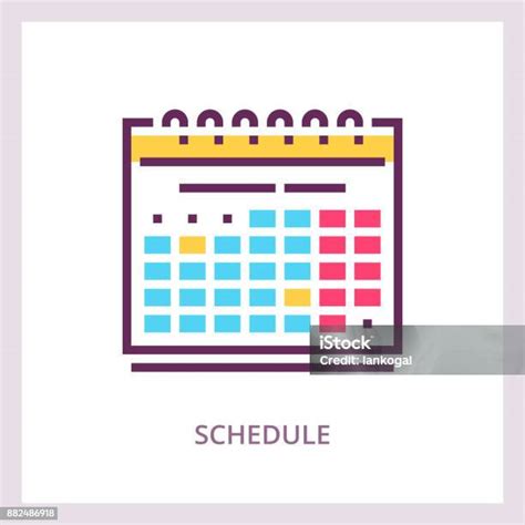 일정 아이콘입니다 계획 및 Timemanagment 개념입니다 벡터 선형 그림입니다 달력에 대한 스톡 벡터 아트 및 기타 이미지