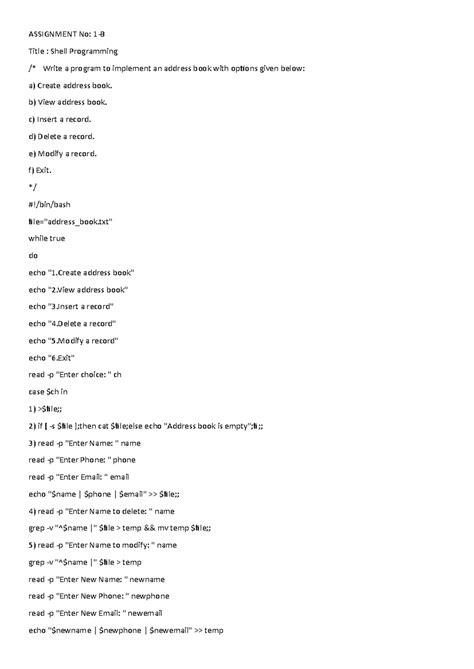 Os Practicals Assignment On Shell Programming And Scheduling