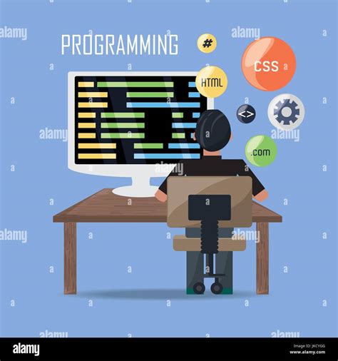 Web Developer Working On Computer Programming Coding Stock Vector Image