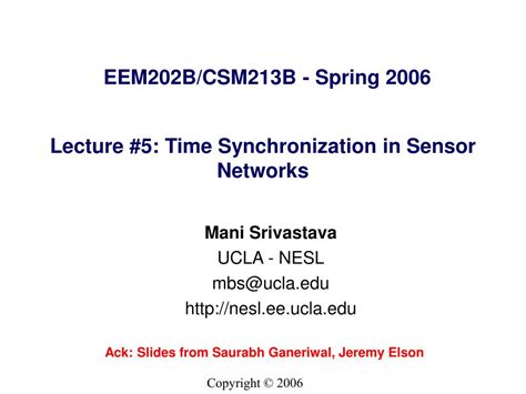 Ppt Lecture 5 Time Synchronization In Sensor Networks Powerpoint