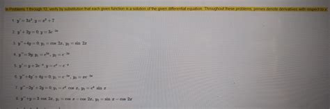 solved in problems 1 through 12 verify by substitution that