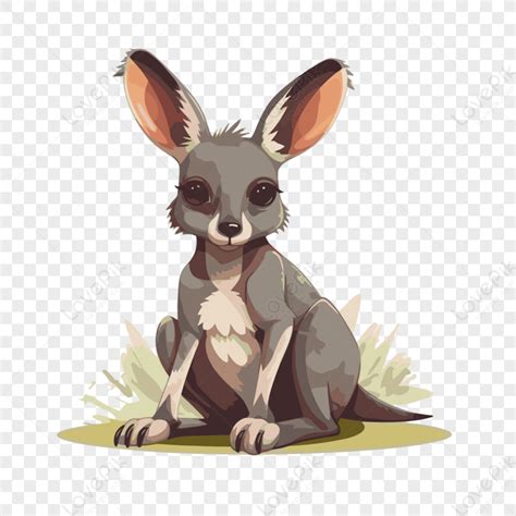 Kangroo Clipart Cute Cartoon Kangaroo With Big Ears Sitting In The