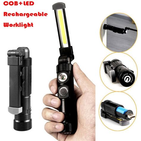 Usb Rechargeable Car Inspection Lamp Cob Led Magnetic Flashlight 360