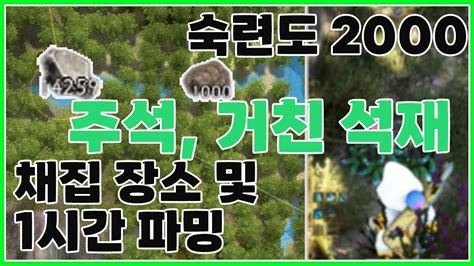 검은사막 주석 광석 거친 석재 채집 장소 1시간 채광 수익숙련도 2000 Youtube