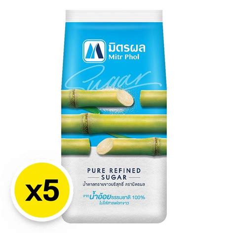 มิตรผล น้ำตาลทรายขาวบริสุทธิ์ 1 กก X 5 Makro Pro