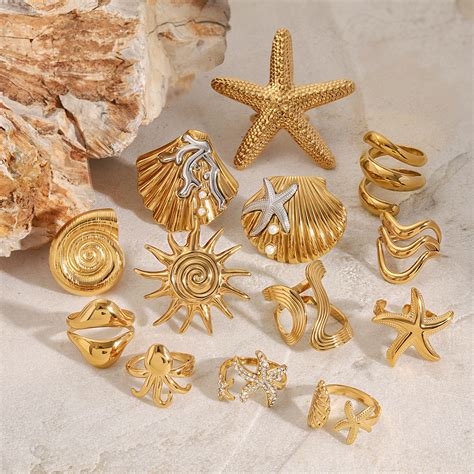 Ring 1 Stainless Steel Coral Shell Ring