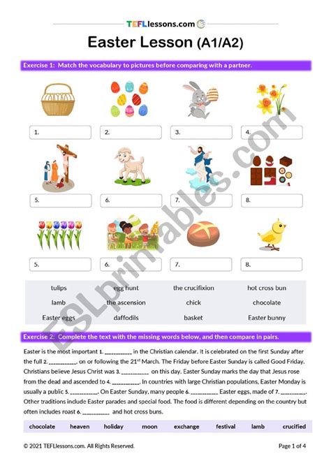 Easter Lesson A1 A2 ESL Worksheet By TEFL Lessons