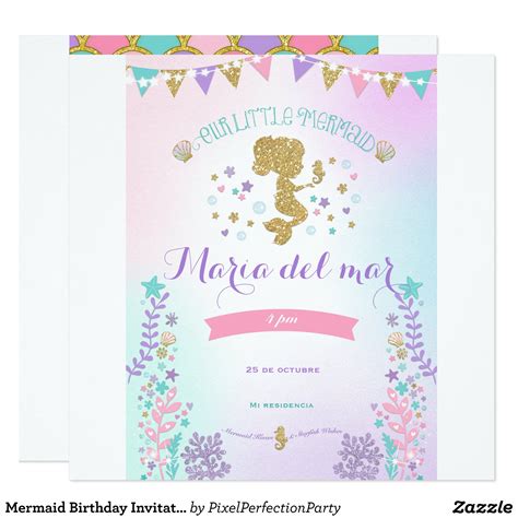 Invitación del cumpleaños de la sirena bajo fiesta Zazzle Custom Baby Shower Invitations