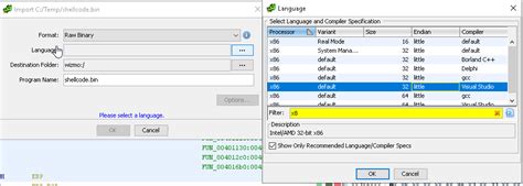 Ghidra Import Lang Dialog Shortjump