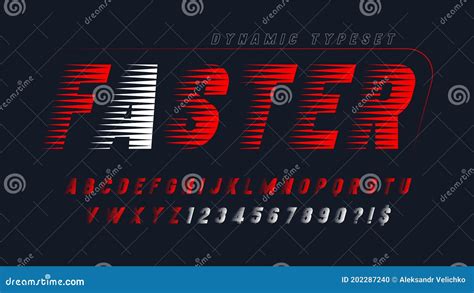 Dynamic Alphabet Design Vector Letters And Numbers Stock Vector Illustration Of Futuristic