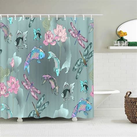 Flowers Pattern Printing Bath Curtain Waterproof Fabric Shower Curtains