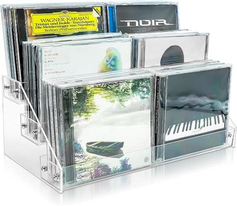 Jp Philbinden 3段クリアアクリルcdホルダーカスケードcdストレージラック、dvdcdディスプレイラックandビニールレコードストレージスタンドは、メディア