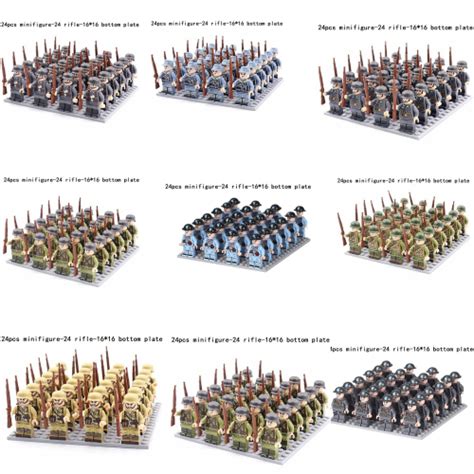 Minifigures Military Building Blocks 24pcs Eight Nation Phalanx Rifle