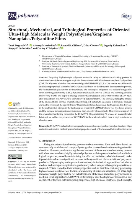 (PDF) Structural, Mechanical, and Tribological Properties of Oriented ...