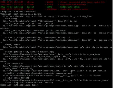 Bug CRITICAL Could Not Refresh Token Issue Vantage Vantage GitHub